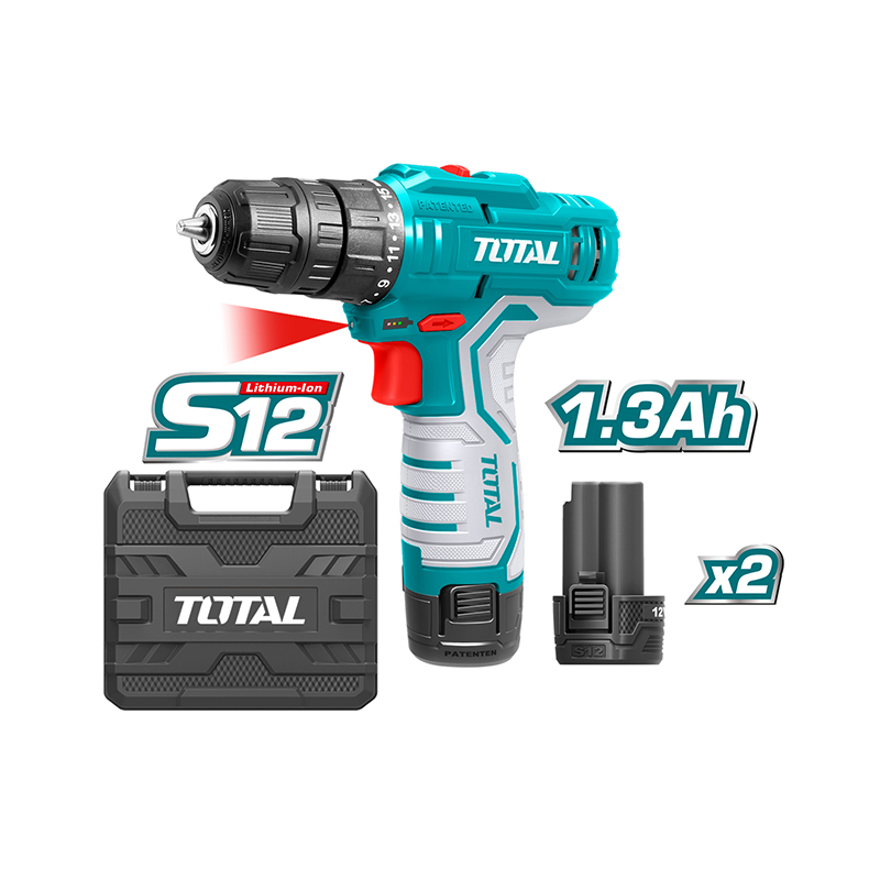 აკ. ბურღი-სახრახნისი 2 ბატერეით TOTAL TDLI12325 - Bordo - ონლაინ მაღაზია